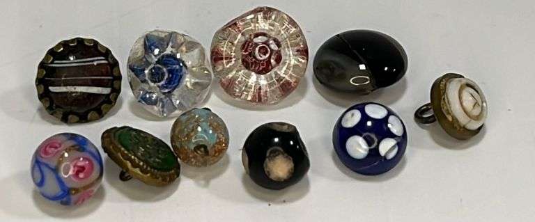 Paperweight buttons, include: Victorian Edwardian glass, over 100 years ...