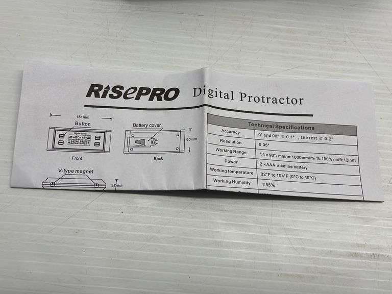 Rise Pro digital protractor, angle finder, level, magnetic with V ...