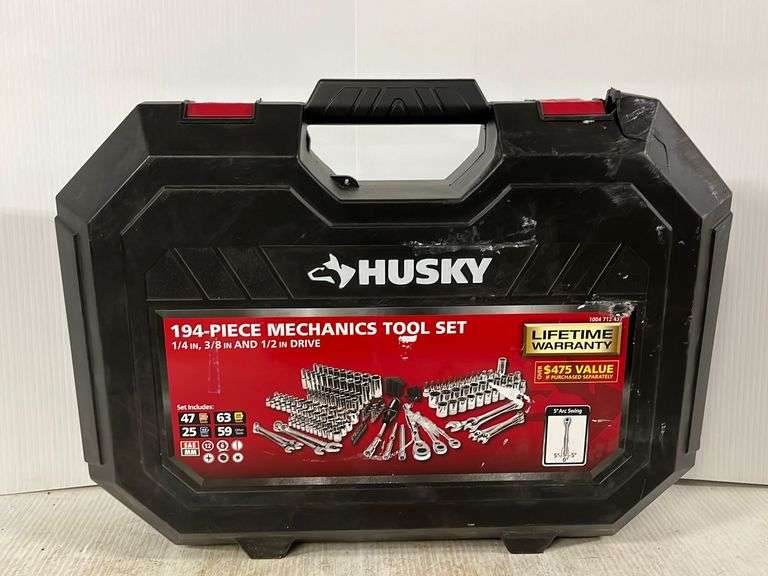 New Husky 194-piece mechanics tool set, 1/4", 3/8", 1/2" drive ratchets ...