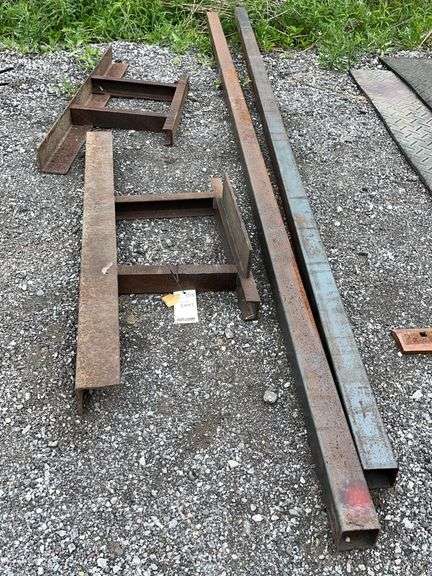 (2) Leg stands, (2) Length of tube steel, 12'L, good - Albrecht Auction ...