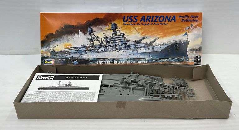 Revell USS Arizona Model, complete, box- 23"L, new, opened box, box has ...