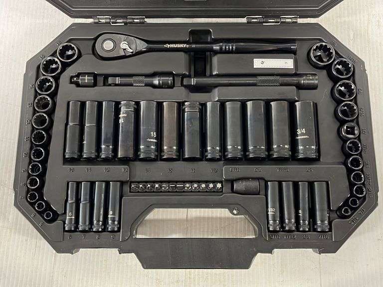 Husky 60-piece mechanics tool set in black oxide finish, universal ...