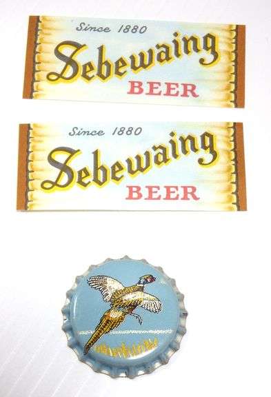 Sebewaing beer labels, beer caps with order forms, label- up to 4 1/2 ...
