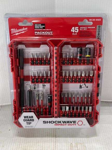 45-Piece Milwaukee "Shockwave" impact duty screw tip set, includes ...