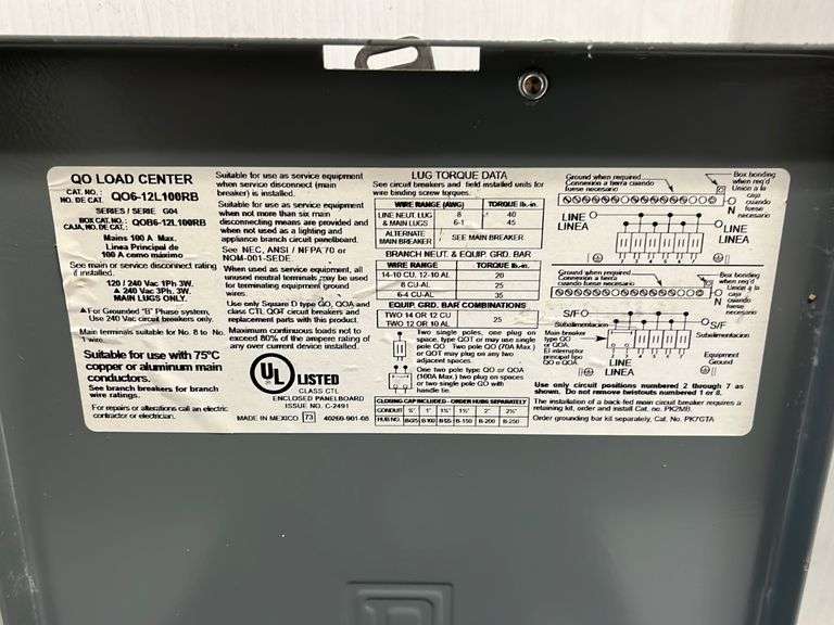 Square-D breaker box with (3) 15 AMP and (1) 30 AMP breakers, 9" x 12"H ...