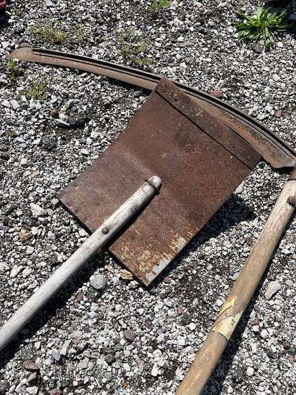 Scythe and homemade shovel, scythe in good shape, shovel is more for ...