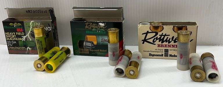(15) Rounds of Brenneke 20 gauge slugs for smooth or rifled bore ...