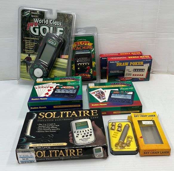 Handheld games, NIP, Solitaire, Slot machine, Draw Poker, World Class ...