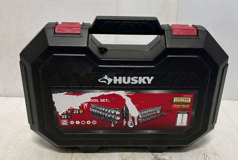 Husky 75-piece mechanics tool set, 3/8" drive ratchet with 1/4" drive ...