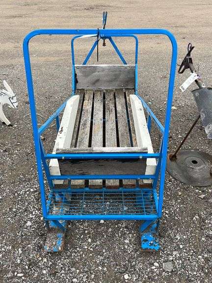 Blue steel metal bobsled, 25"W x 72"L, good for pulling behind ...