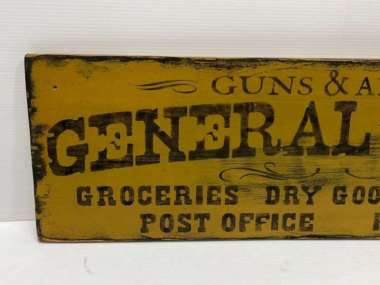 Primitive "General Store" style sign, 11" x 36" - Albrecht Auction Service