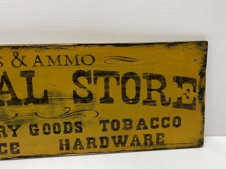 Primitive "General Store" style sign, 11" x 36" - Albrecht Auction Service