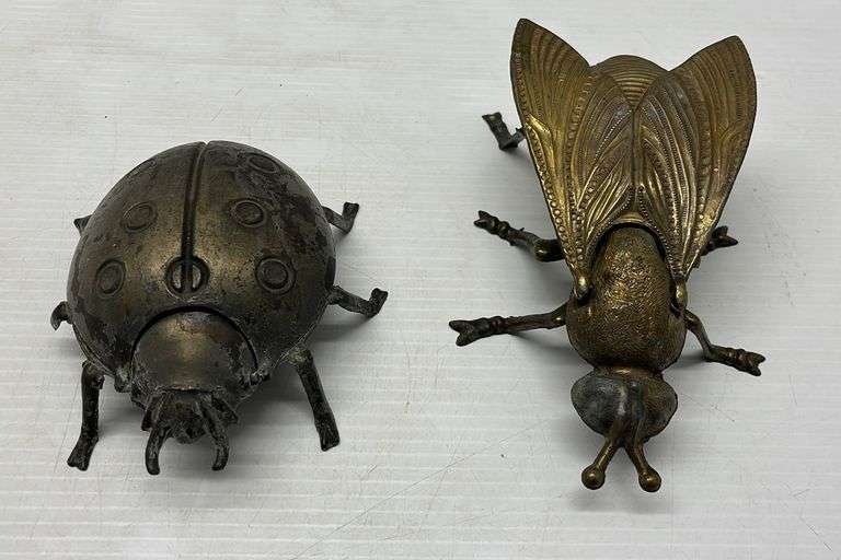 (2) Brass insects, made in Italy, up to 7 1/2"L - Albrecht Auction Service