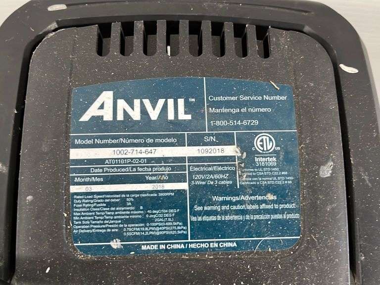 Anvil air compressor, 13"H, great - Albrecht Auction Service