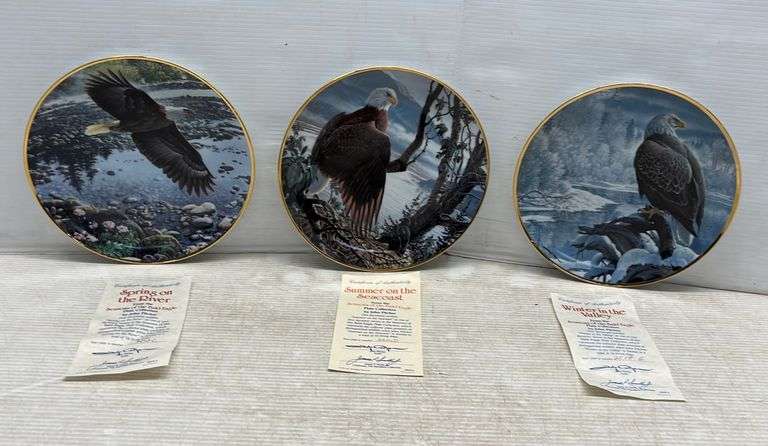 (3) Seasons of the Bald Eagle porcelain plates, Hamilton Collection ...