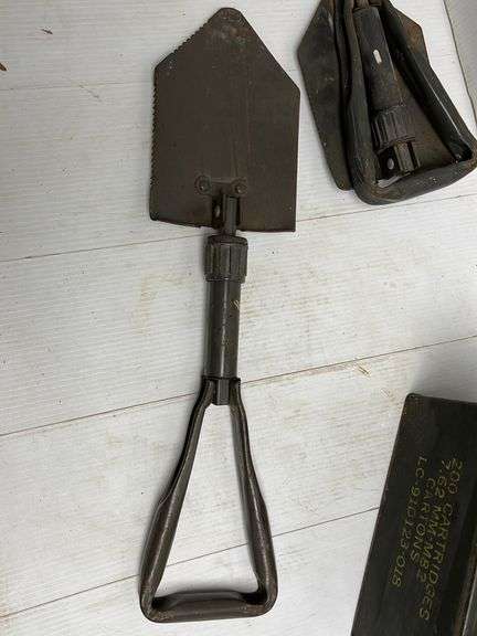 (3) Vintage military items, includes: 2- Shovels, and 1- Ammo can, 11 ...