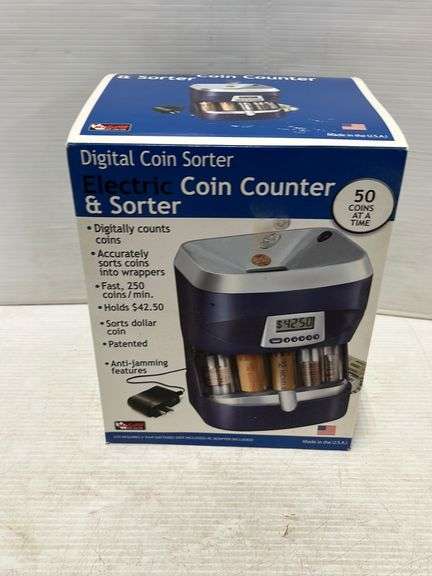 Electronic coin counter and wraps, NIB - Albrecht Auction Service