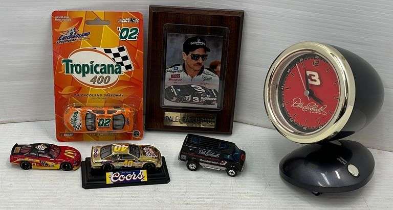 Older NASCAR collection, includes: Dale Earnhardt tach clock, works ...