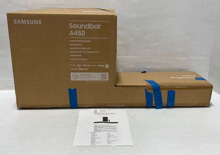 Sound bar with Dolby audio and subwoofer with remote, Samsung HW-A450 ...