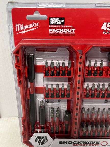 45-Piece Milwaukee shockwave impact duty screw tip set, includes ...