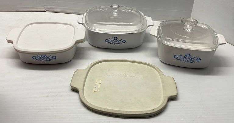 1970's Corningware blue cornflower 3-piece casserole set, includes: 8 1 ...
