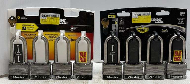(2) Four-piece Master Lock sets with keys, new - Albrecht Auction Service