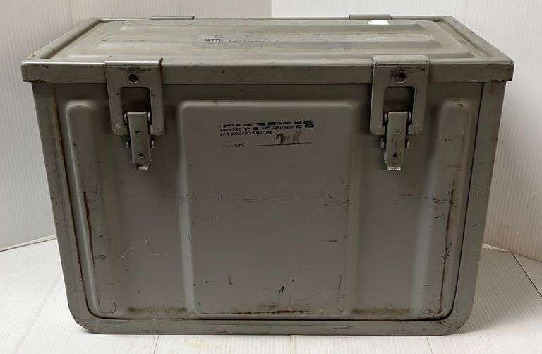 20mm ammo box with (2) latches on side, 9"W x 18 1/4"L x 12 3/4"H, very ...