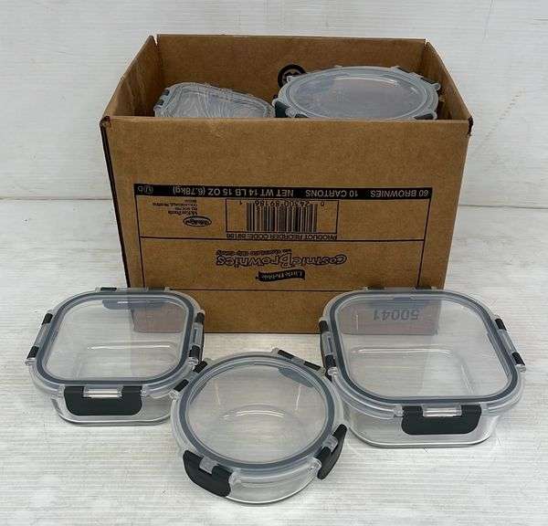 (10) Glass storage containers with lids, Mcirco, different sizes, up to ...