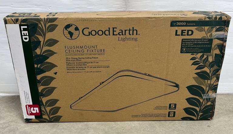 Flushmount Good Earth LED light fixture, 28", new - Albrecht Auction ...