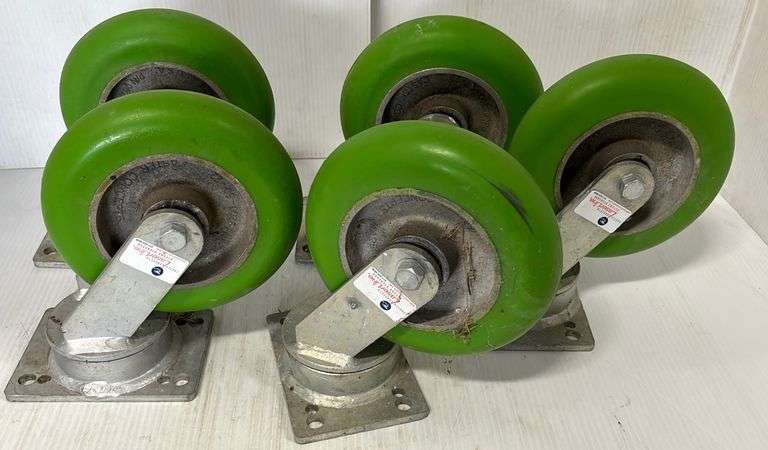 (5) Casters, laserline heavy duty casters, steel with urethane wheel, 7 ...
