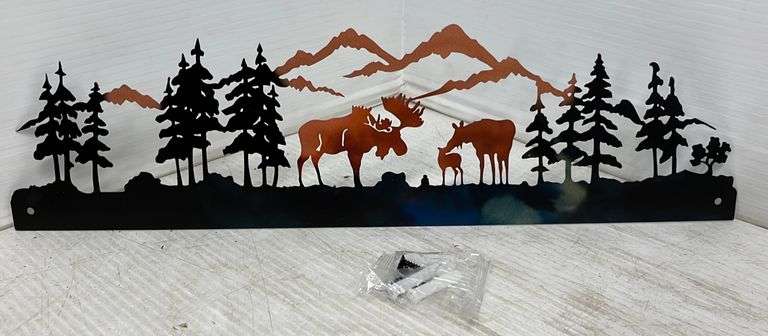 Metal moose sign, 4" x 18", new - Albrecht Auction Service