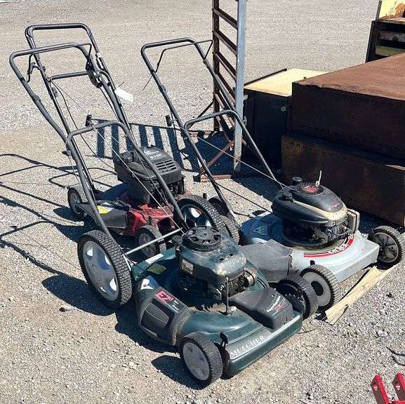 (3) Push mowers, 20", for parts or repair, as is, rough, used ...