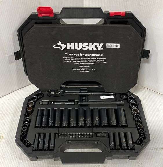 60-Piece Husky mechanics tool set, 3/8" drive knurl grip universal ...
