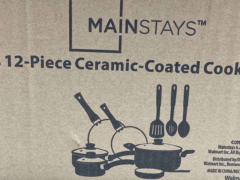 Mainstays 12-piece ceramic coated cookware set, teal color, NIB ...