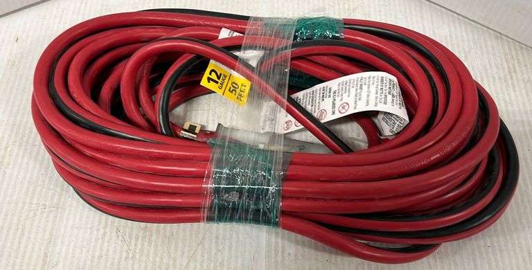 Husky 50' heavy duty extension cord, contractors grade 12/3 wire with ...
