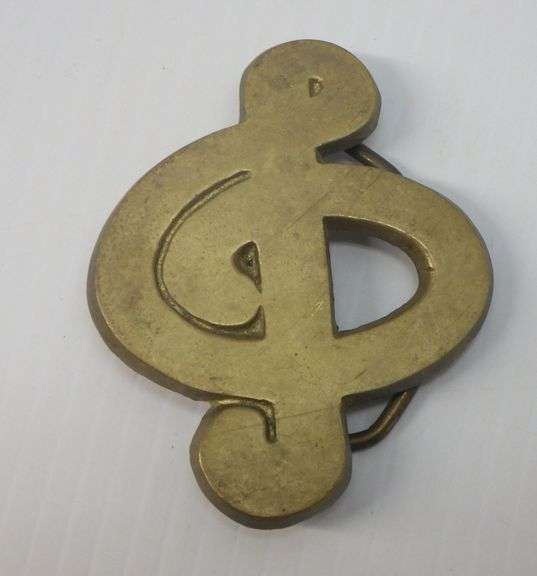 Vintage 1978 cut out "Treble Clef" solid brass music note buckle, 2 7/8 ...