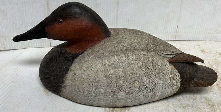 Handmade duck decoy, has writing on the bottom, 13"L x 5 1/2"H, nice ...