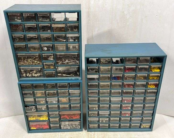 (3) Storage containers full of electrical and misc. items, one has ...