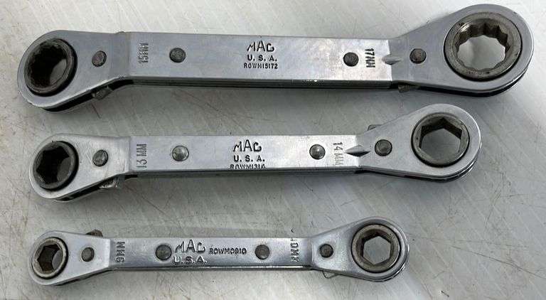 (3) MAC Tools offset ratcheting wrenches, includes: 17 and 15mm, 13 and ...