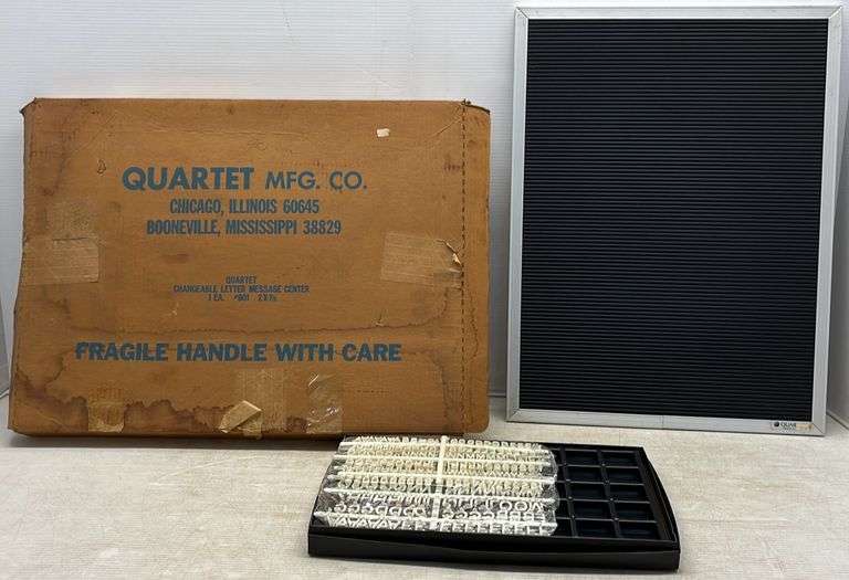 Changeable letter message board with letters by Quartet, model no. 901 ...