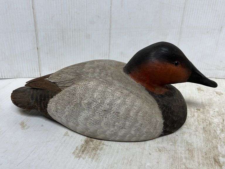 Handmade duck decoy, has writing on the bottom, 13"L x 5 1/2"H, nice ...