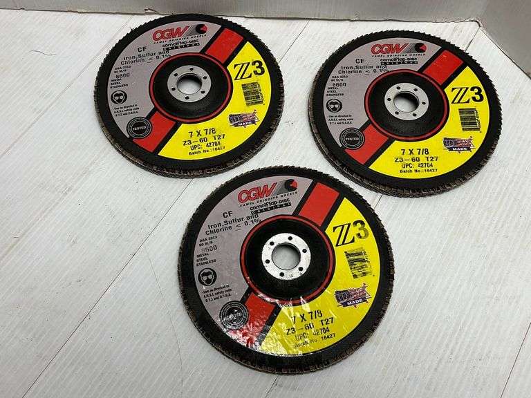 (3) CGW Camel 7" x 7/8" grinding wheels, camel flap disc - Albrecht ...