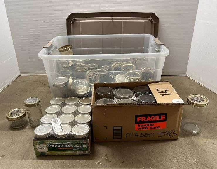 (8) Quart jars, no lids; (12) 1/2-Pint jars with lids, several dozen ...