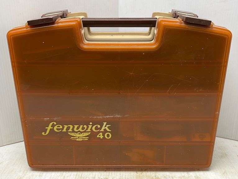 Fenwick 40 double-sided tackle box full of fishing tackle, 15"W x 12"D ...