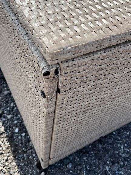 Outdoor wicker/rattan storage box, back corner was damaged but has been ...