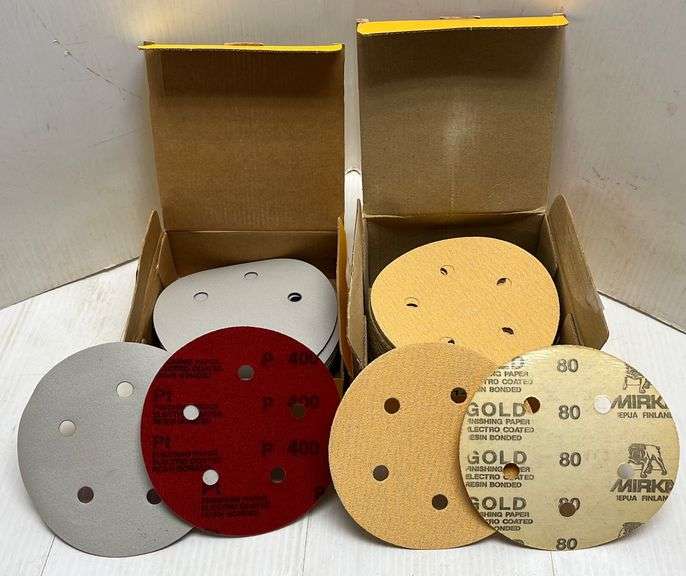 (100) Mikka Sanding disc, gold, self stick- 5", D-A discs, 80 grit, (25 ...