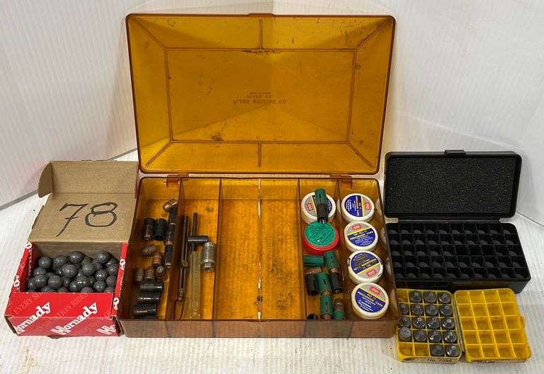 Black powder loading/shooting items, include: Hornady 54-cal lead round ...