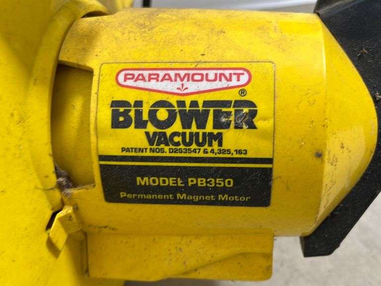 Paramount blower vacuum, model no. PB350-01, 120V, works - Albrecht ...