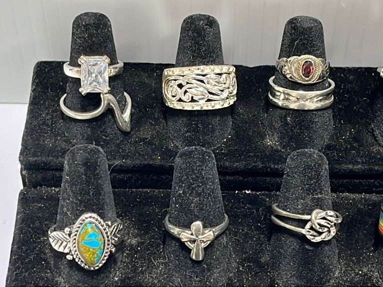 (24) Rings, many are stamped .925 and quite a few have makers marks, a ...