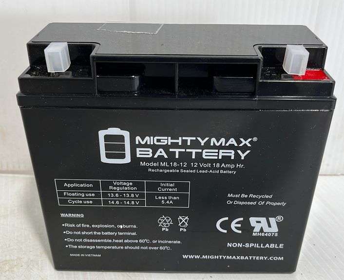 Mighty Max battery, model ML 18-12, 12V, 18 amp Hr, new - Albrecht ...